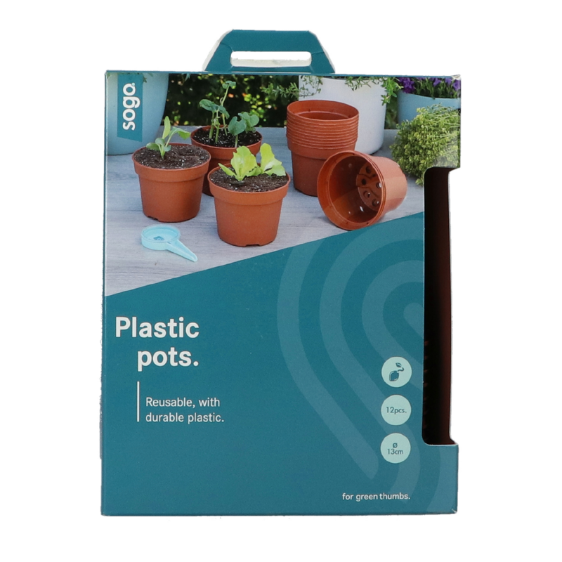 Pieterpik : SOGO Plastic potje terra kleur 13cm 12st